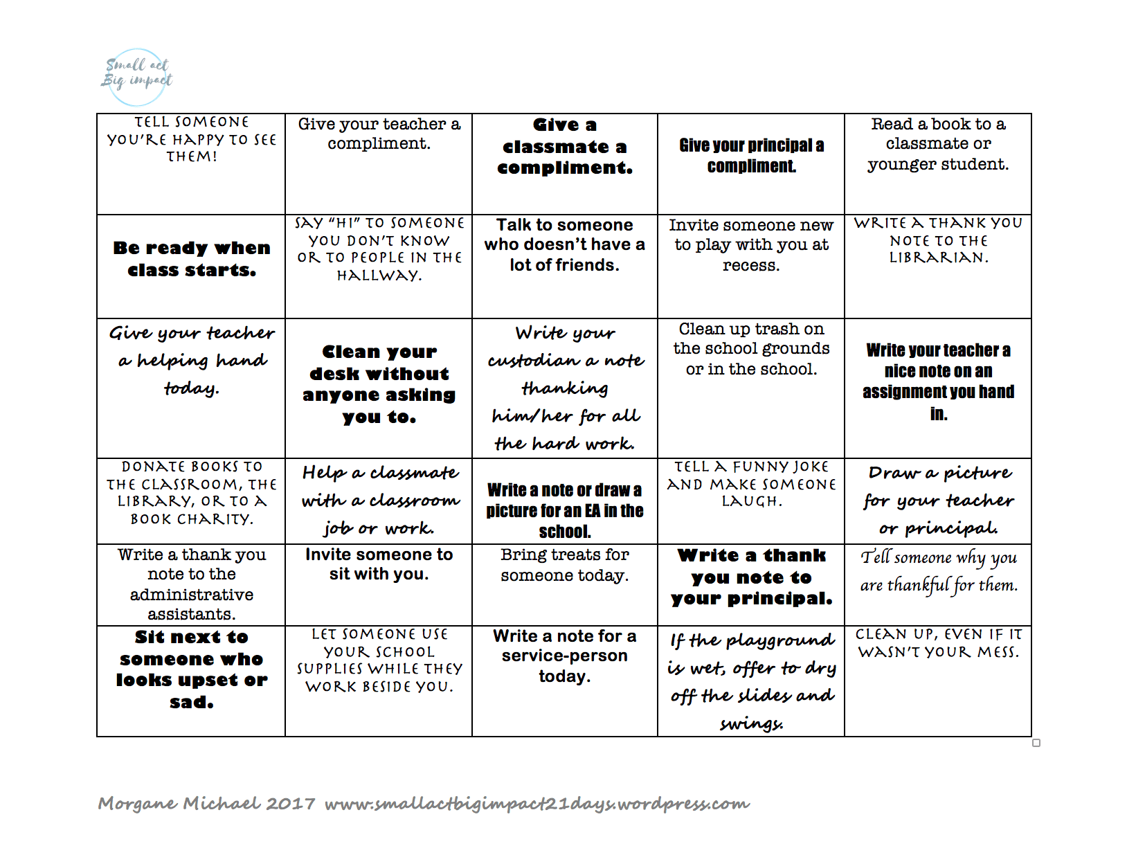 Secret Service: Acts of Kindness (K-8) – Morgane Michael